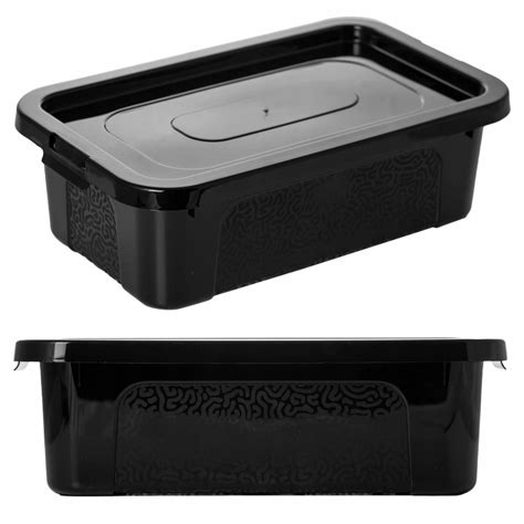 POJEMNIK PLASTIKOWY Z POKRYWĄ ZAMYKANY PUDEŁKO BOX CZARNY 4 5 L