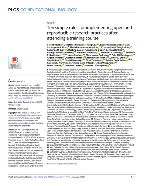 pdf ten simple rules for implementing open and reproducible research practices after attending