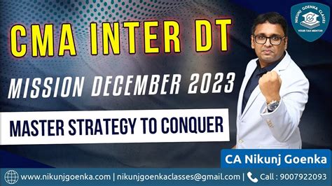 CMA Inter DT Dec 2023 Master Strategy To Conquer Sure Shot