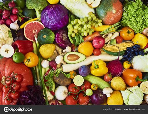 Assortment Fresh Fruits Vegetables Stock Photo By AgaveStudio 212974640