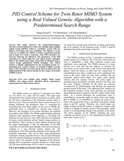 pdf pid control scheme for twin rotor mimo system using a real valued genetic algorithm with a
