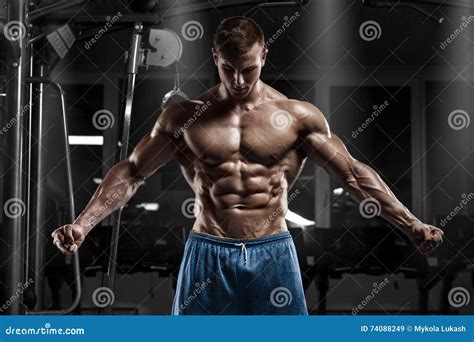 Homem Muscular Sexy No Gym Abdominal Dado Forma Abs Despido