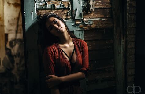 Women Model Portrait Looking At Viewer Red Fashion Emotion