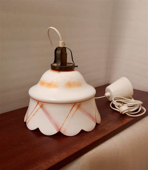 Vintage TAKLAMPA funkis art deco lampa glaskupa Köp på Tradera