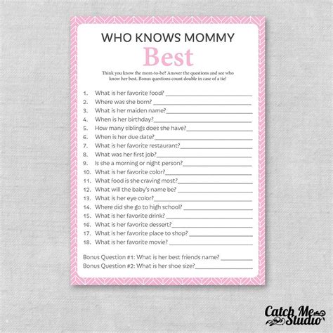 Printable Who Knows Mommy Best Questions Printable Word Searches