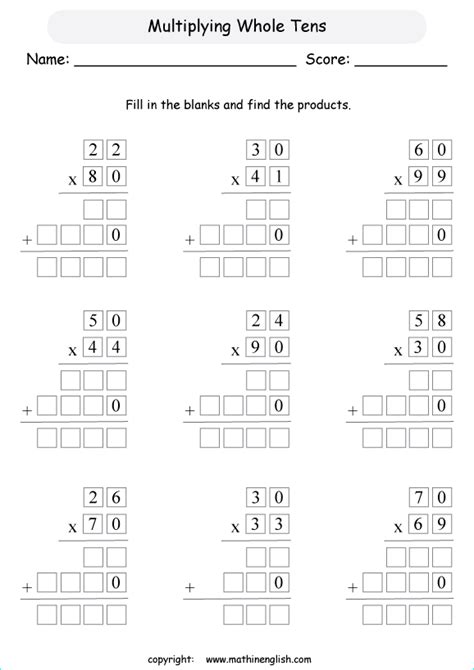 multiply whole tens by digit numbers grade multiplication exercises 31892 hot sex picture