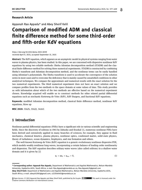 pdf comparison of modified adm and classical finite difference method for some third order and