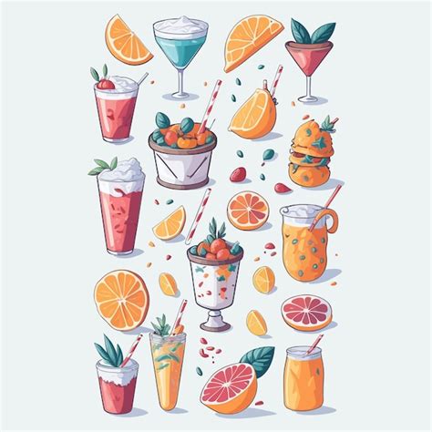 Una colección de bebidas coloridas con diferentes sabores Foto Premium
