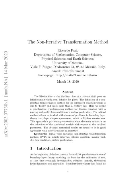 the non iterative transformation method deepai