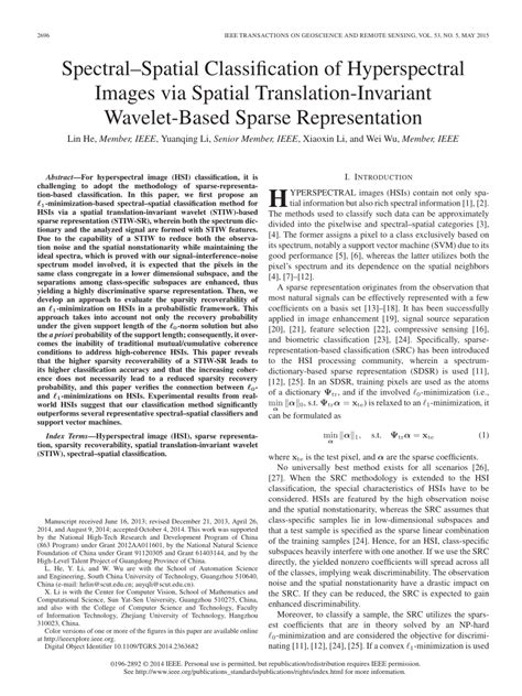 pdf spectral─spatial classification of hyperspectral images via spatial translation invariant