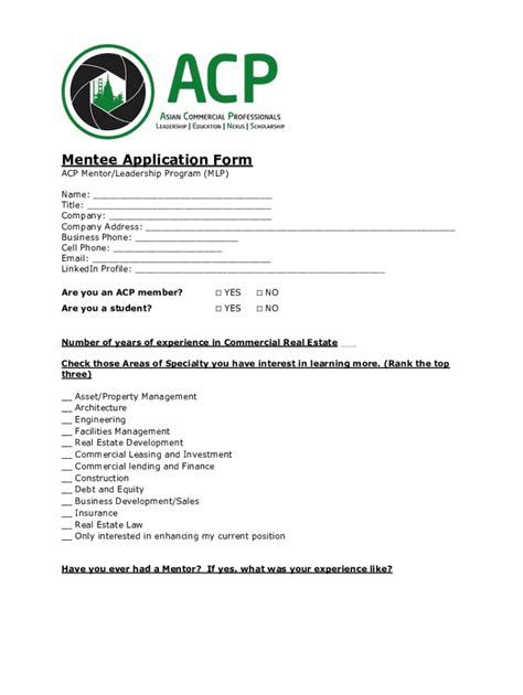 Fillable Online Mentee Application Form 7 11 2022 Rec D 7 15 2022