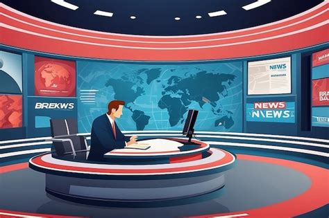 Premium Photo TV News Studio With Broadcaster And Breaking World
