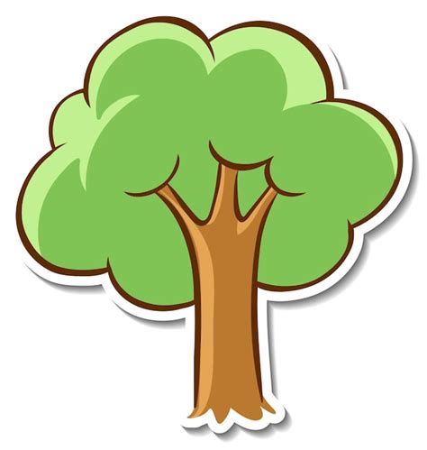 Free Vector Cartoon Tree Sticker On White