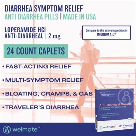 WELMATE Anti Diarrheal Caplets 2 Mg 24 Count Diarrhea Relief Anti