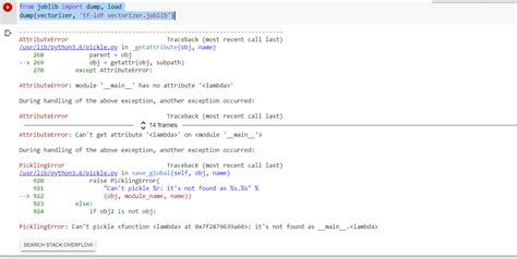 Python Unable To Save The TF IDF Vectorizer Stack Overflow
