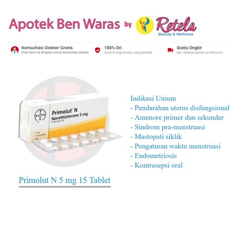 Jual Primolut N Mg Tablet Norethisterone Hormon Progesteron