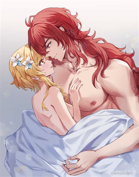 Lumine And Diluc Genshin Impact Drawn By Senasolumi Danbooru
