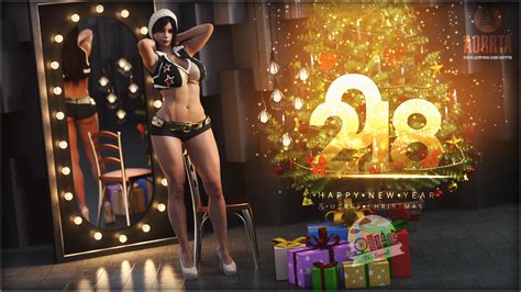 Wallpaper 3d Cg Christmas New Year 2018 Year Santa Outfit Ass Bra Feet Legs Lingerie