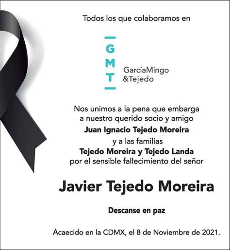 Señor Javier Tejedo Moreira Obituario Esquela