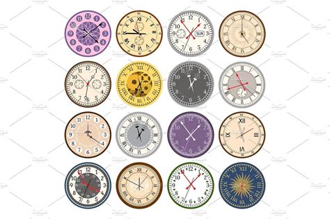 Colorful Clock Faces Vintage Modern Parts Index Dial Watch Arrows