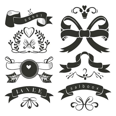 Conjunto Monocrom Tico De Cinta Vectorial Libre Vector Premium