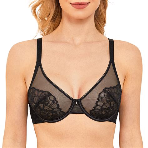 Wingslove Women S Sheer Lace Bra Minimizer See Through Unlined Full