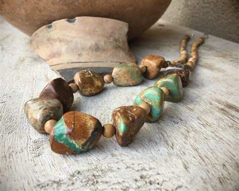Chunky Turquoise Nugget Necklace For Women Or Men Southwest Jewelry