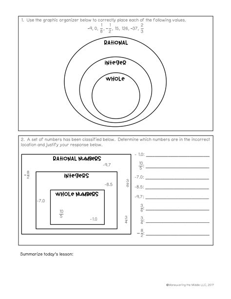 6th grade unit 1 lesson 1 classifying real numbers notes ruth mortensen library formative