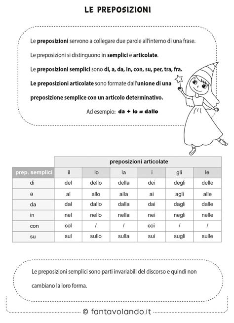 Schede Didattiche Di Italiano Scuola Primaria Le Preposizioni