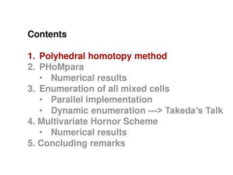 parallel implementation of the polyhedral homotopy method ppt download