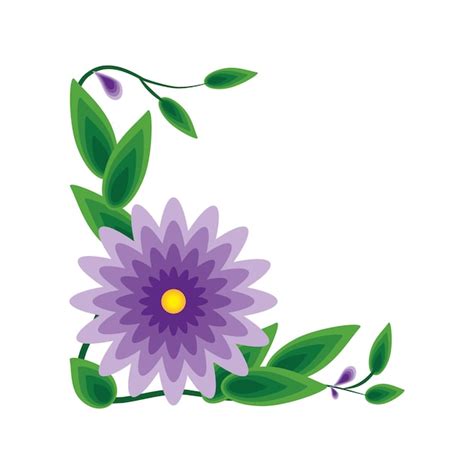 Marco De Esquina Flores Y Hojas Icono Aislado Vector Gratis