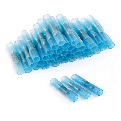 Pcs Awg Heat Shrink Butt Wire Crimp Connectors Blue Fully