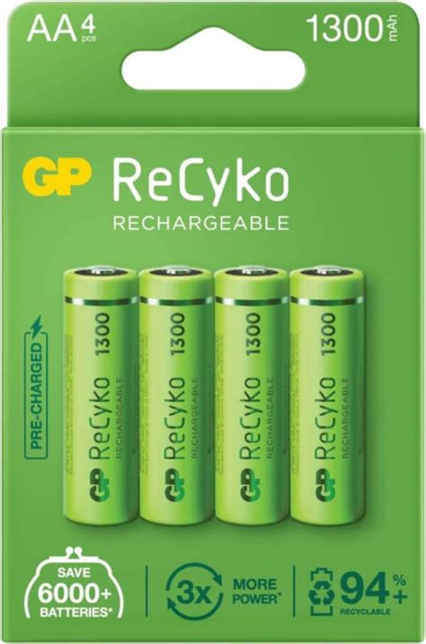 GP Batteries ReCyko Rechargeable NiMH AA 1300mAh 4 Pack Pris