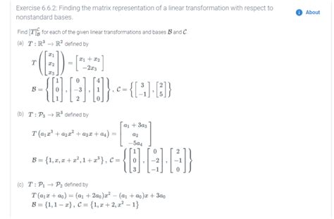 solved exercise 6 6 2 finding the matrix representation of