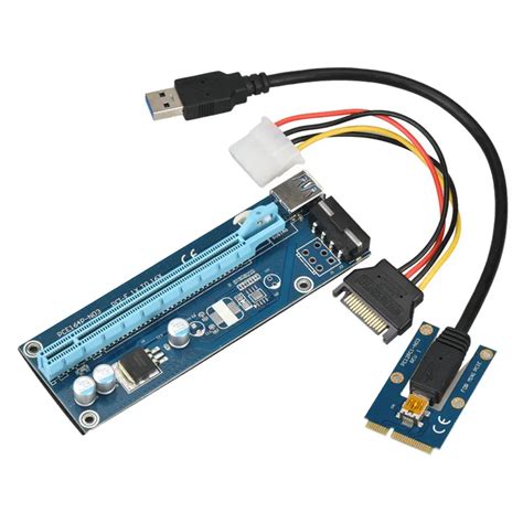5pcs Mini PCIe To PCI Express 16X Riser SATA To IDE Molex Power USB 3 0