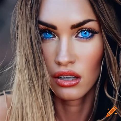 Portrait Of Megan Fox And Miley Cyrus With Striking Blue Eyes On Craiyon