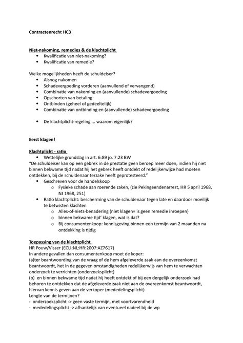 Contractenrecht Aantekening Van Het Hoorcollege 3 Studeersnel