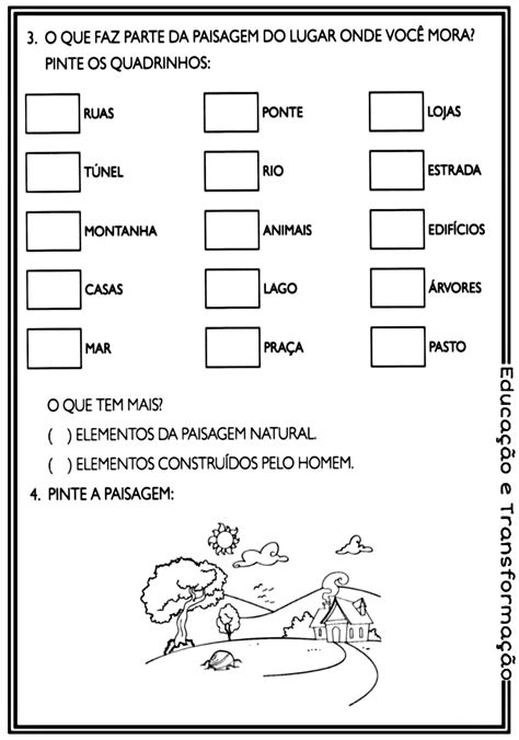 Geografia Paisagem Natural E Modificada Atividade Sobre Paisagem
