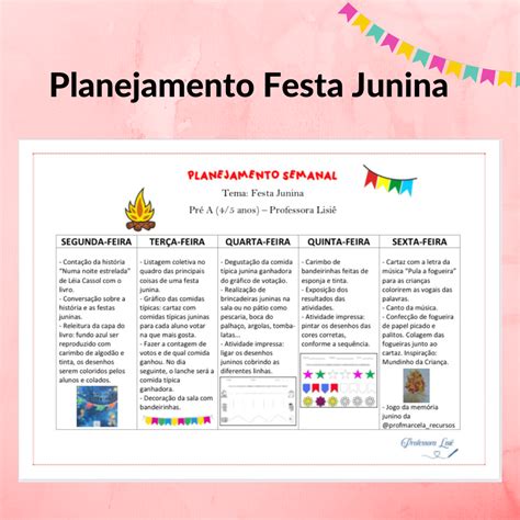 PLANEJAMENTO SEMANAL FESTA JUNINA Professora Lisiê