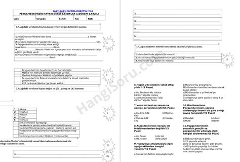 8 Sınıf Siyer 1 Dönem 1 Yazılı Soruları Açık Uçlu 2024 2025 HangiSoru