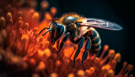 Premium Ai Image Busy Honey Bee Working On Yellow Flower For