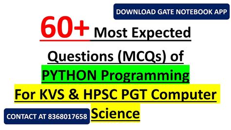 60 Most Expected Questions MCQs Of PYTHON Programming For KVS HPSC