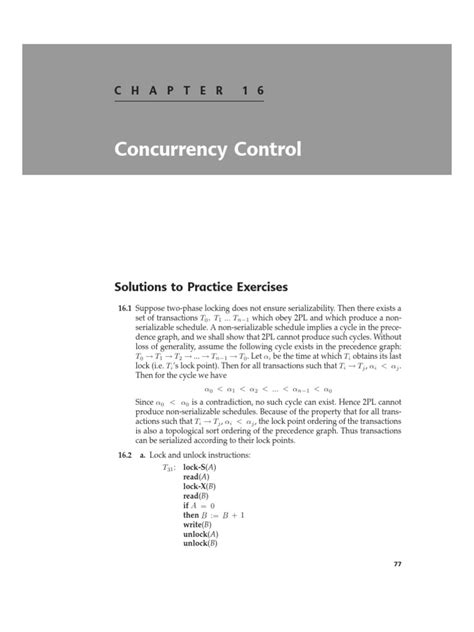 concurrency control solutions to practice exercises pdf information science computer