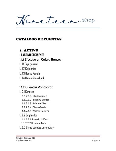 SOLUTION Ejemplo De Catalogo De Cuentas Studypool