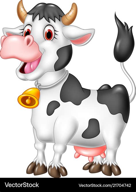 Cartoon Happy Cow Isolated On White Background Vector Image