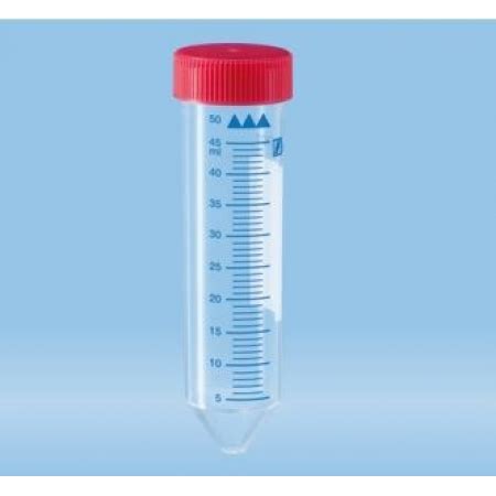 Tubo tipo falcon 50ml pp fundo cônico pacote 25 unidades Sarstedt