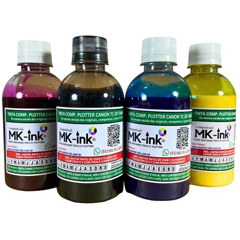 Tinta JG 4x250ml Pigmentada Premium Compatível Plotter Canon TC 20 Tank