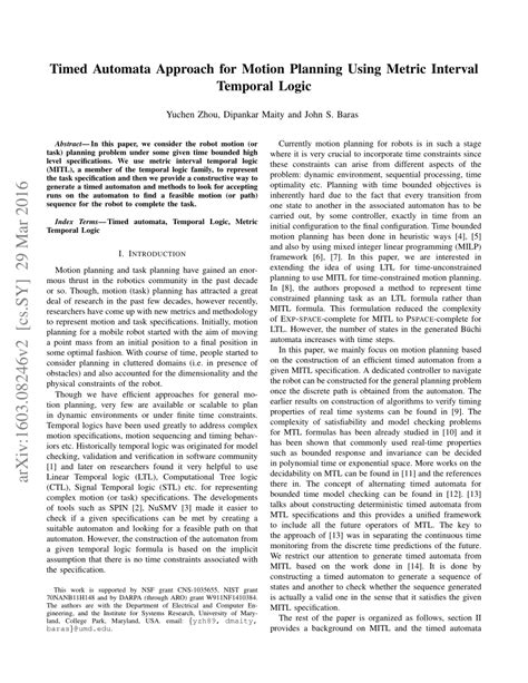 pdf timed automata approach for motion planning using metric interval temporal logic