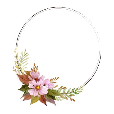 Buquê galhos e folhas de flores de outono em aquarela desenhadas à