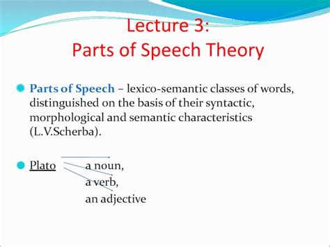 lecture 3 parts of speech theory презентация доклад